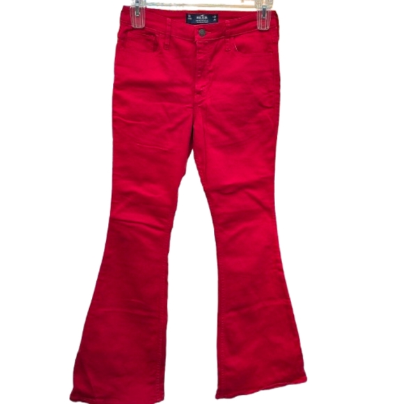 Hollister | Jeans | Hollister High Rise Vibrant Red Flared Pants Sz 28 ...